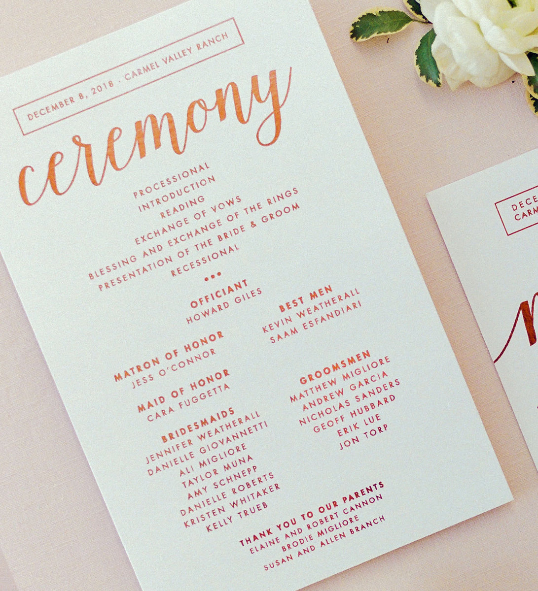 Wedding Ceremony Program | Match Your Wedding Colors