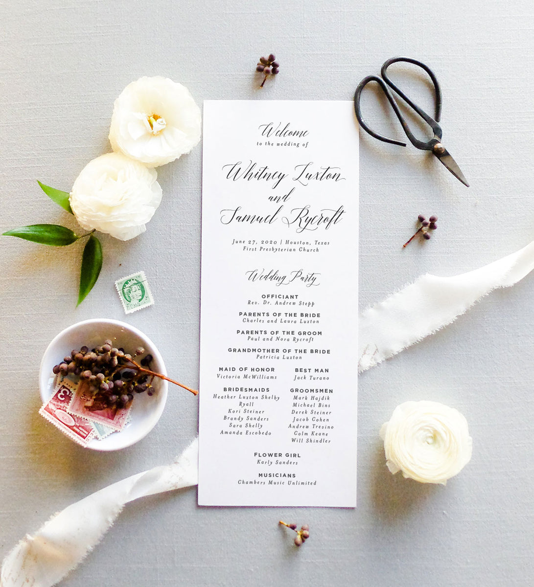 Wedding Ceremony Program | Match Your Wedding Colors